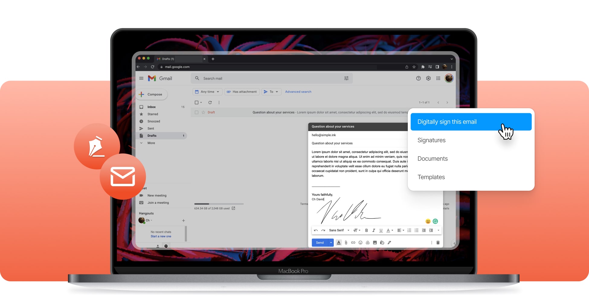 Add online signature to email - SignHouse