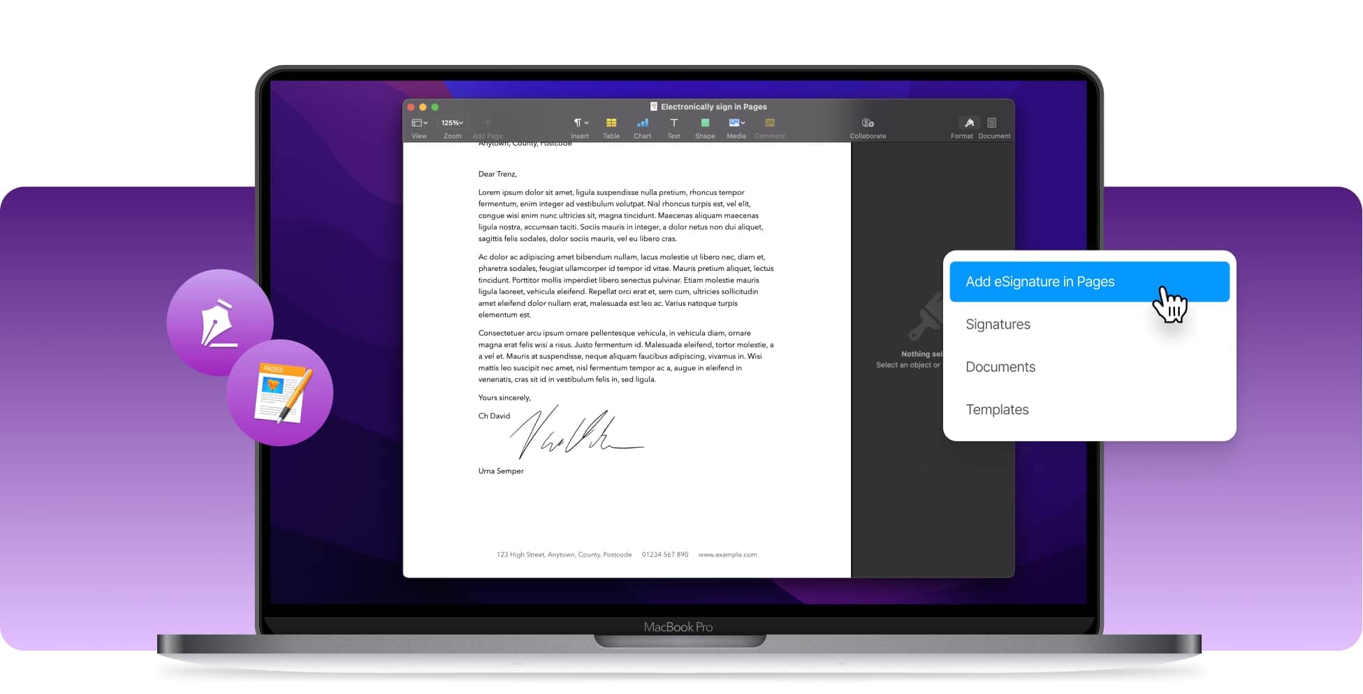 Add signature in Apple Pages - SignHouse