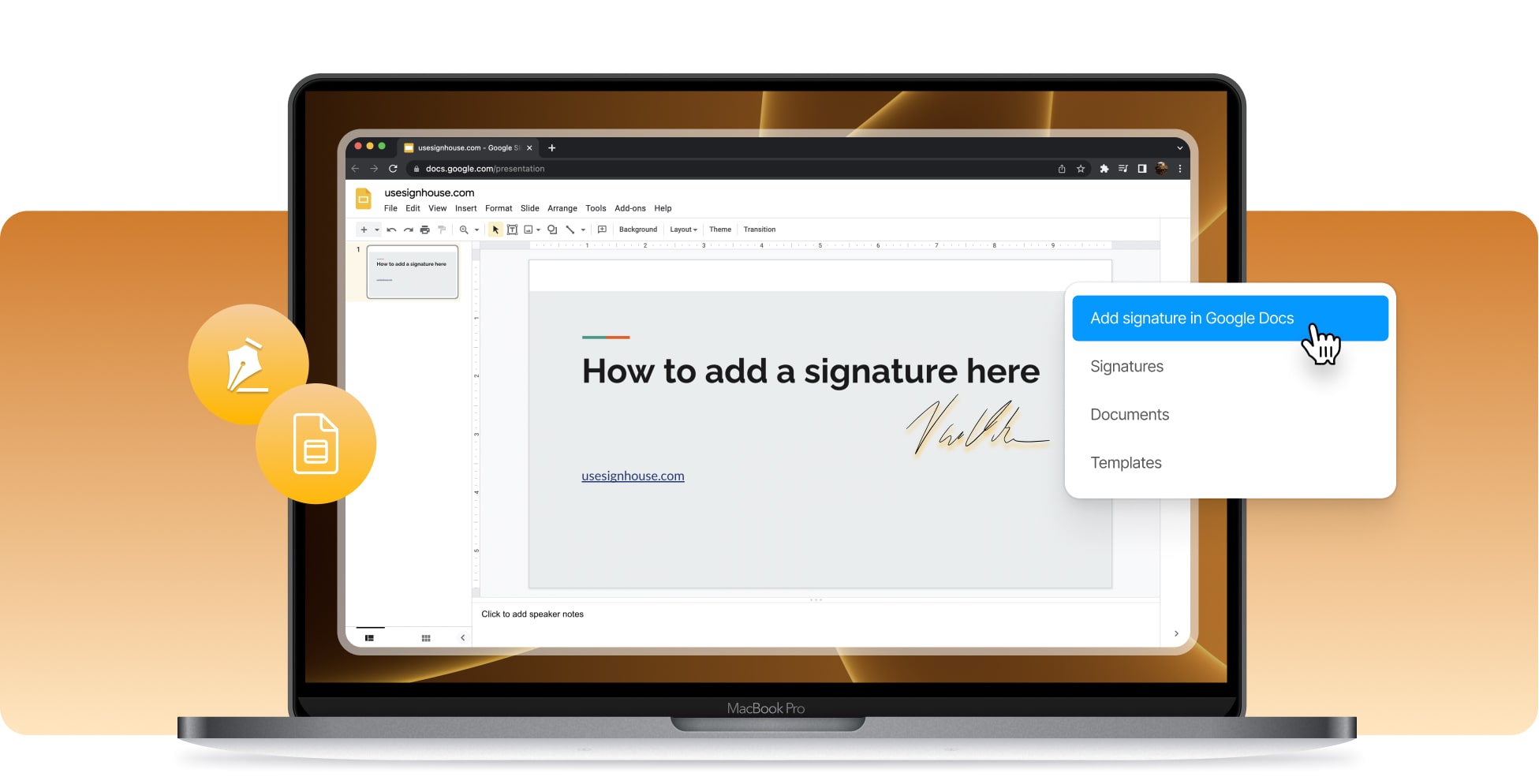 Add signature to Google Slides - SignHouse